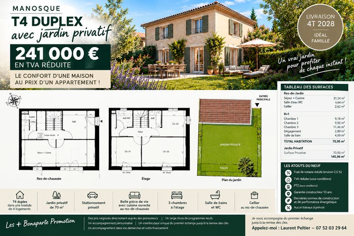 Manosque : Maison 4 pièces à vendre