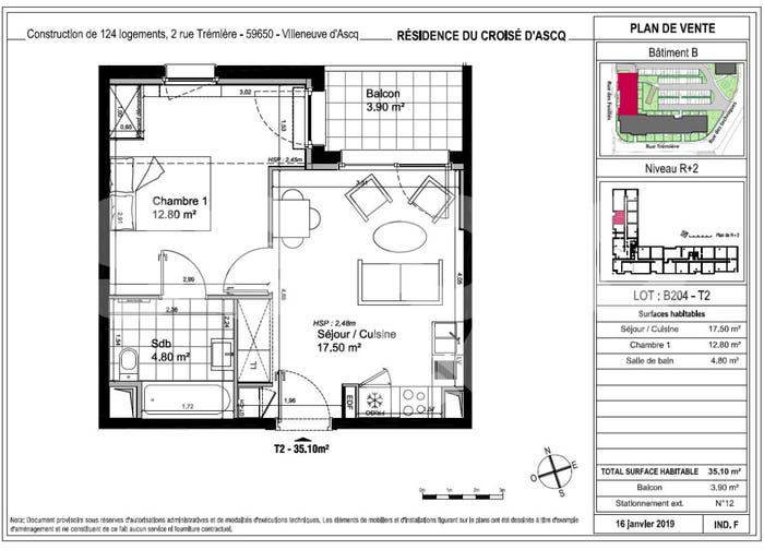 Appartement 1 pièce à louer à Villeneuve-d'Ascq, Résidence Triolo