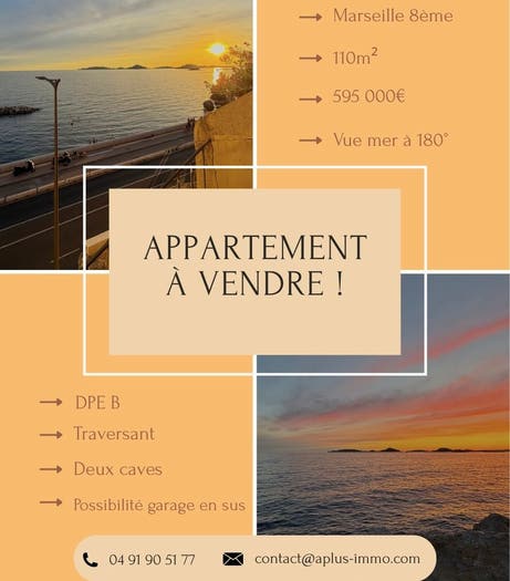Appartement 2 pièces à vendre à Marseille 8ème, La Plage