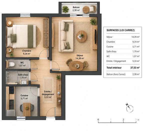 Appartement 2 pièces à Marseille 10ème, Pont de Vivaux, à vendre