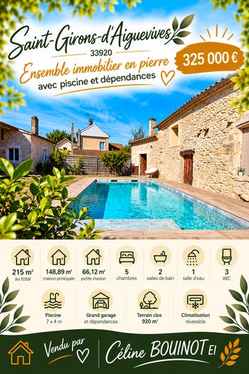 Saint-Girons-d'Aiguevives : Maison 9 pièces à vendre