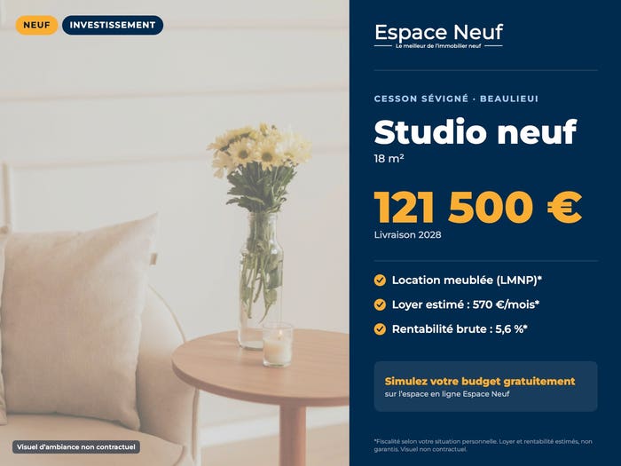 Cesson-Sévigné, Bourgchevreuil, Dézerseul, Pommeraie : Appartement 1 pièce à vendre